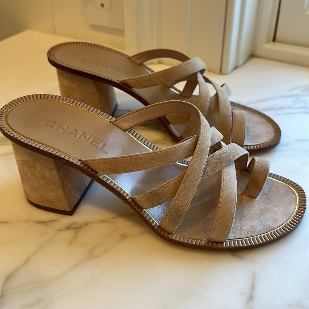 Chanel Block Heel Sandal Slide - Gem